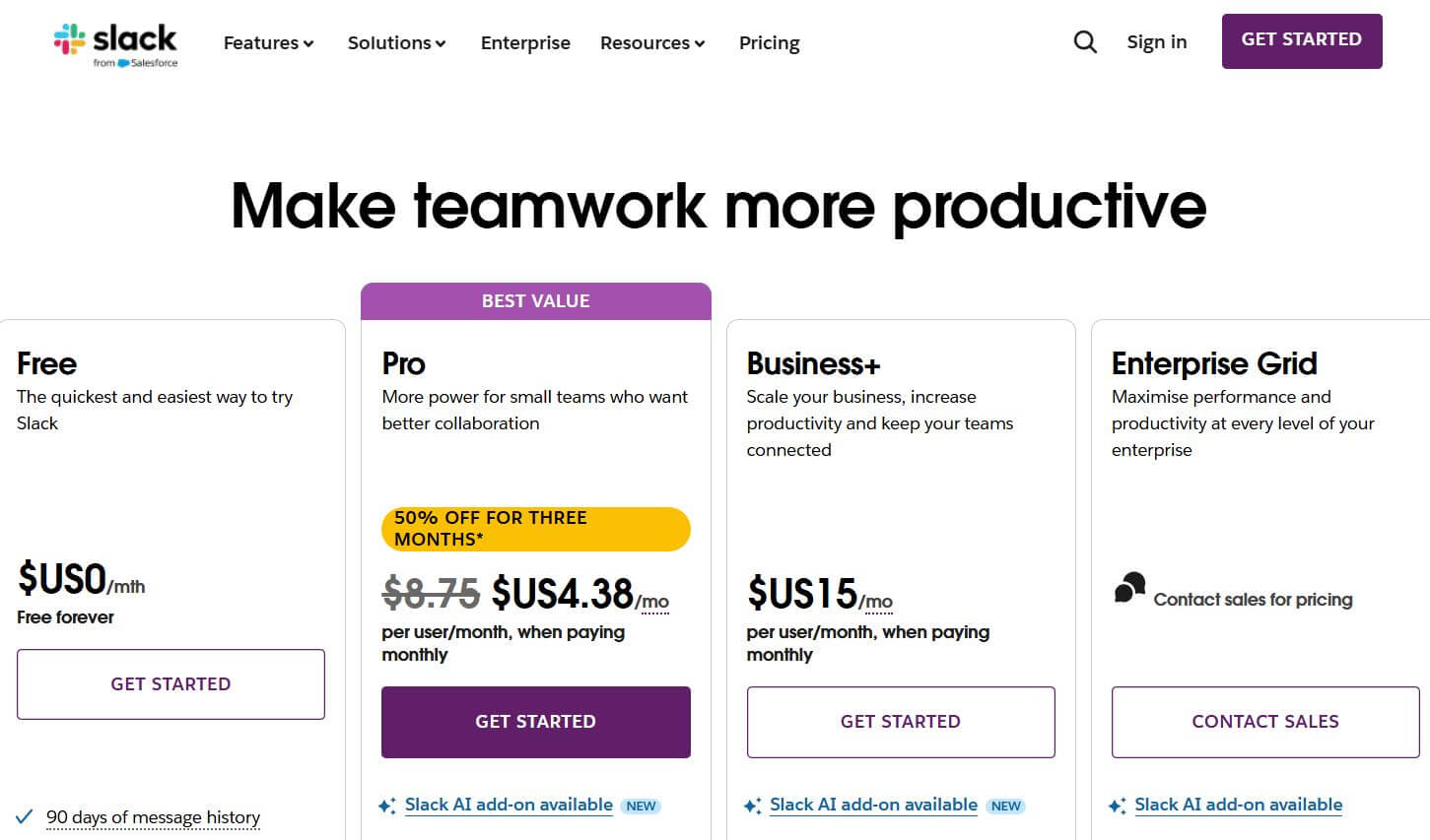 Slack Pricing Changes - PriceTimeline